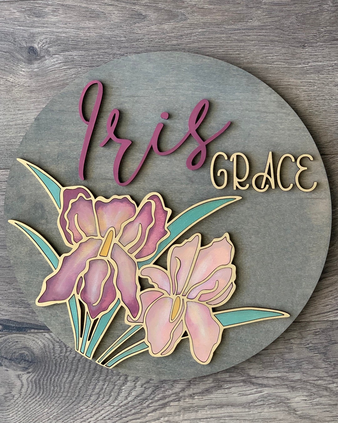 Instant Digital Download- Beautiful Iris Flower SVG File, Door Hanger ...