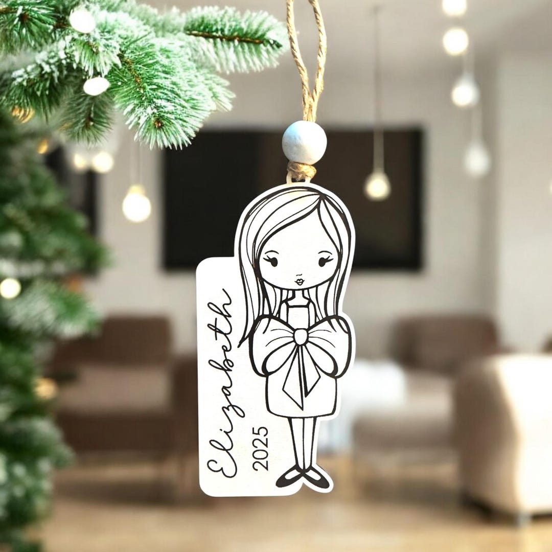 Instant Digital Download - Cute Girl With Bow Dress Ornament Svg ...