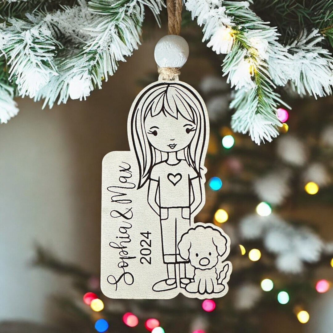 Instant Digital Download- Girl With Dog Ornament Svg, Engrave Cut Svg ...