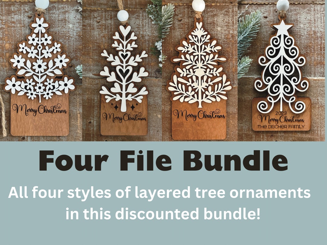 Instant Digital Download - Bundle of Four Layered Tree Ornament Svg ...