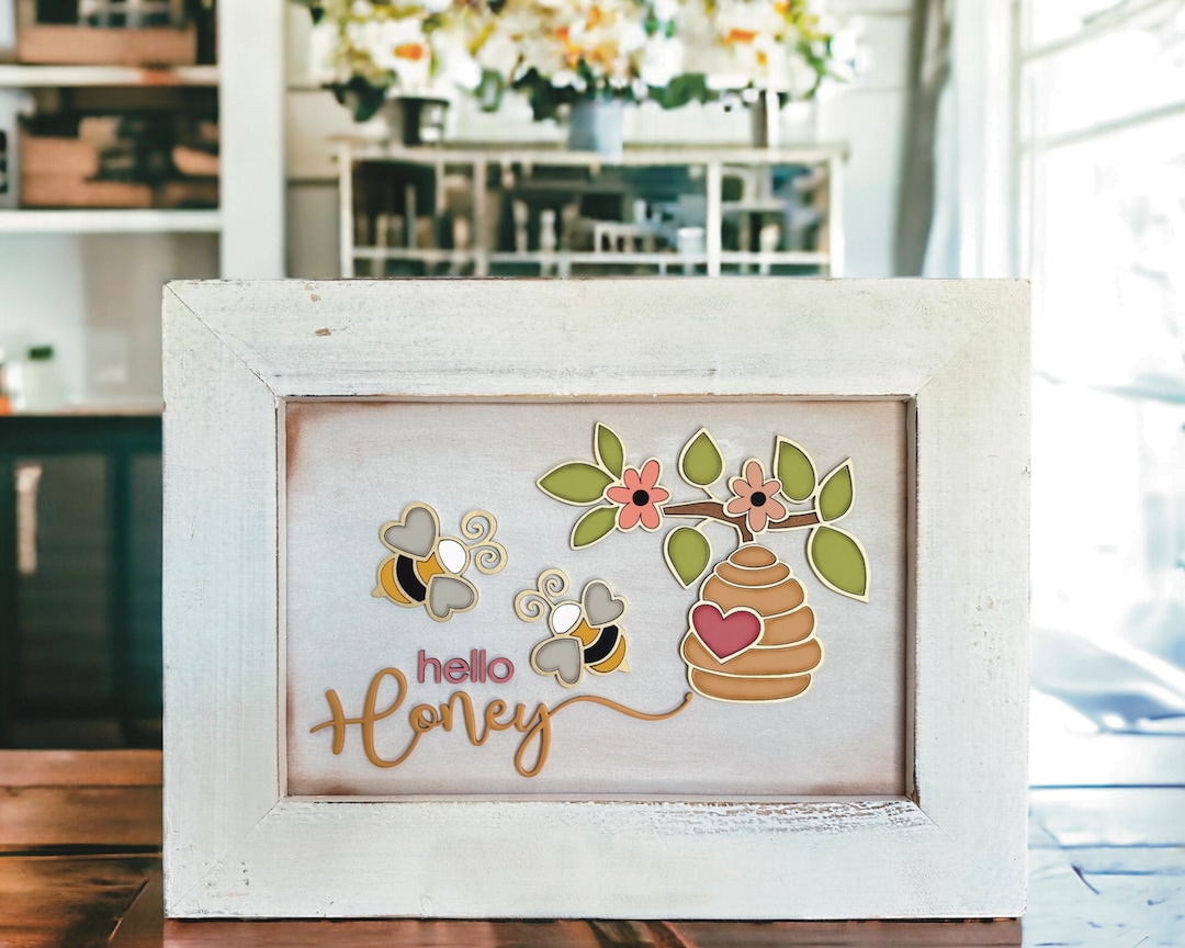 Instant Digital Download - Hello Honey, Bee With Beehive Laser Svg Sign ...