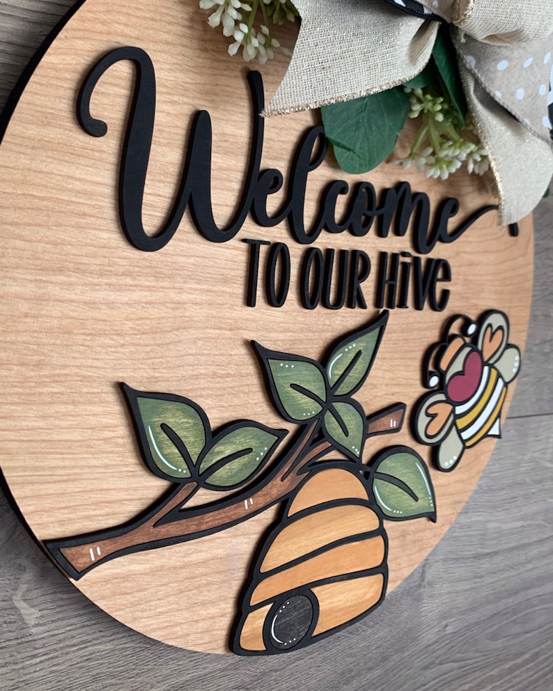 Instant Digital Download Whimsical Bee and Beehive Sign Svg - Etsy