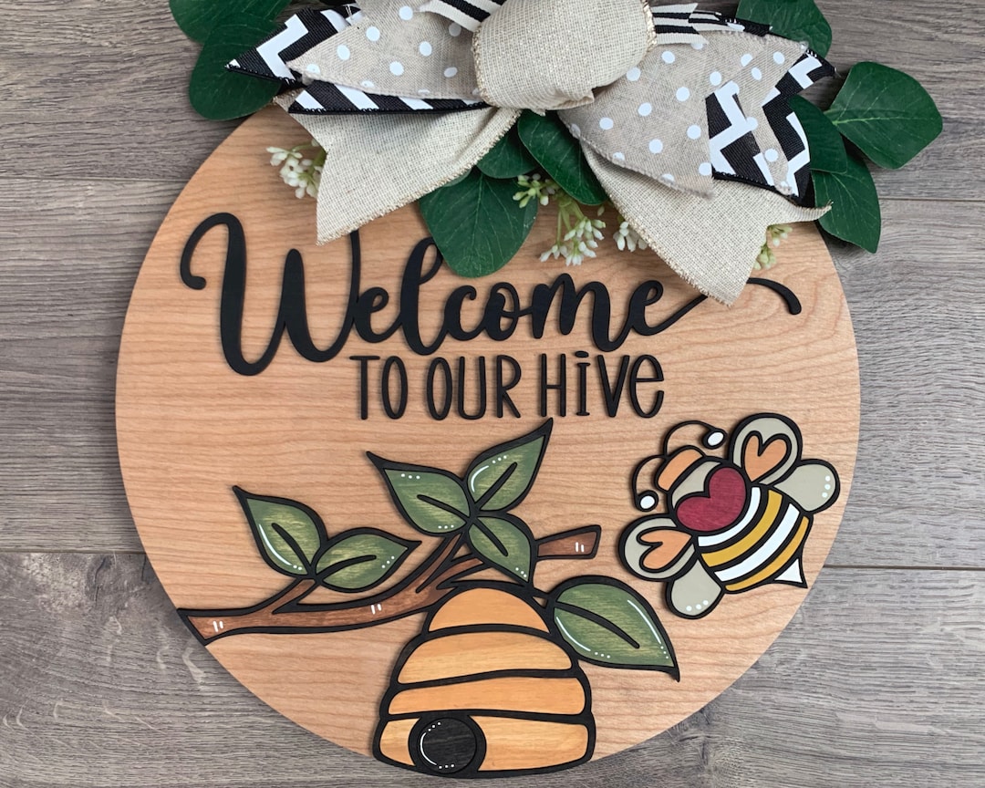 Instant Digital Download- Whimsical Bee and Beehive Sign Svg File ...