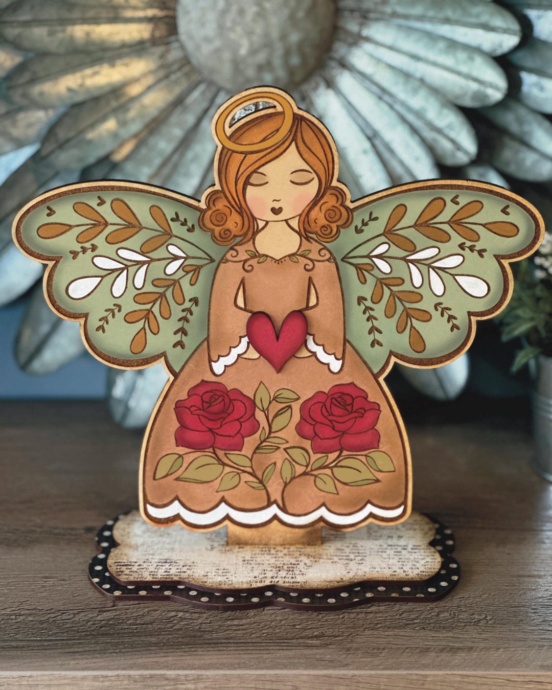 Instant Digital Download - Folk Art Inspired Angel, Shelf Sitter ...