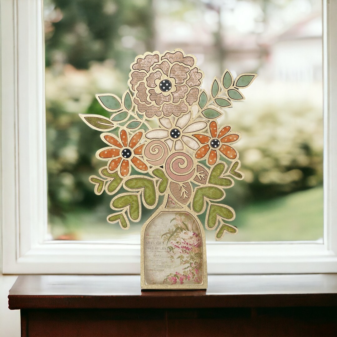 Instant Digital Download - Flowers in Vase Shelf Sitter, Includes Stand ...