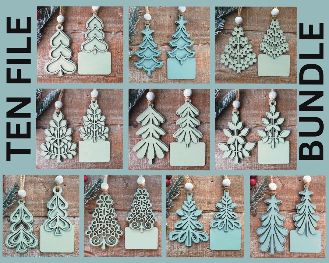 Digital Download - Bundle of Ten Layered Tree Ornament Svg Files ...
