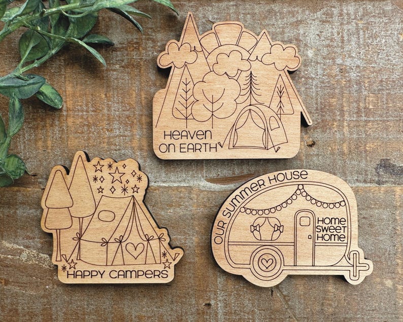 Digital Download- Bundle of Three Camping Themed Magnet Svg Files ...