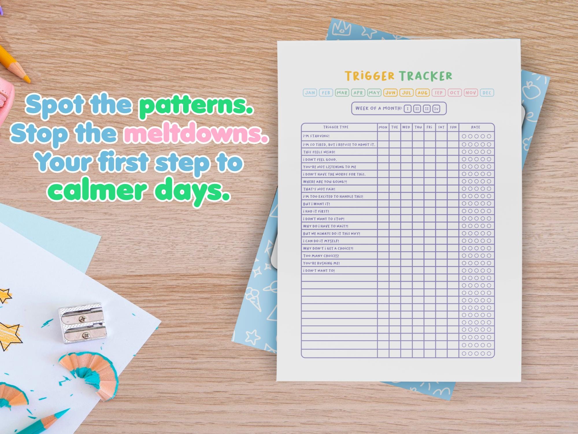 Tantrum Tracker Printable Log for Kids: Behavior & Emotion Chart to ...