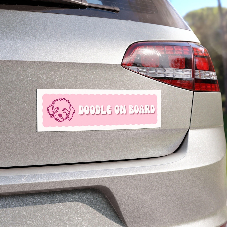 Doodle on Board Magnet Pink, Cute Dog Car Magnet for Goldendoodle ...