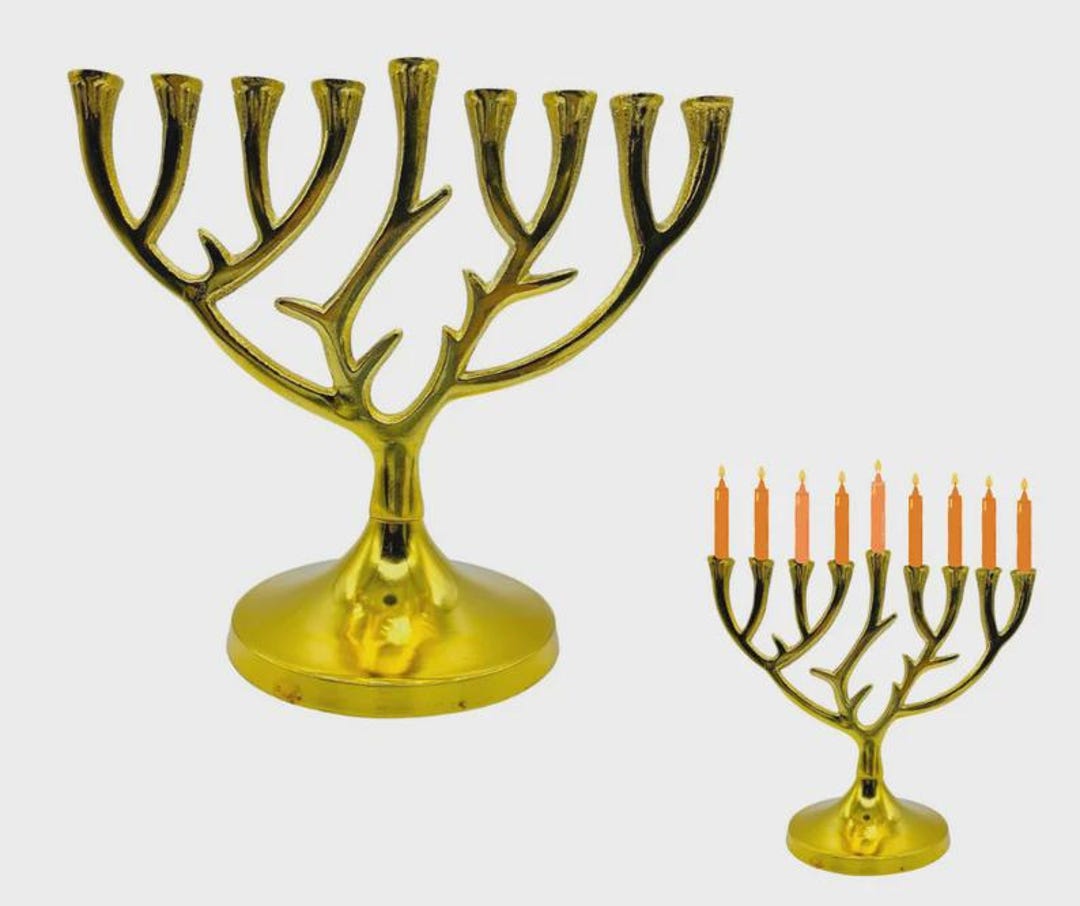 Gold Hanukkah Menorah: Handcrafted Tree of Life Design, Channukah ...