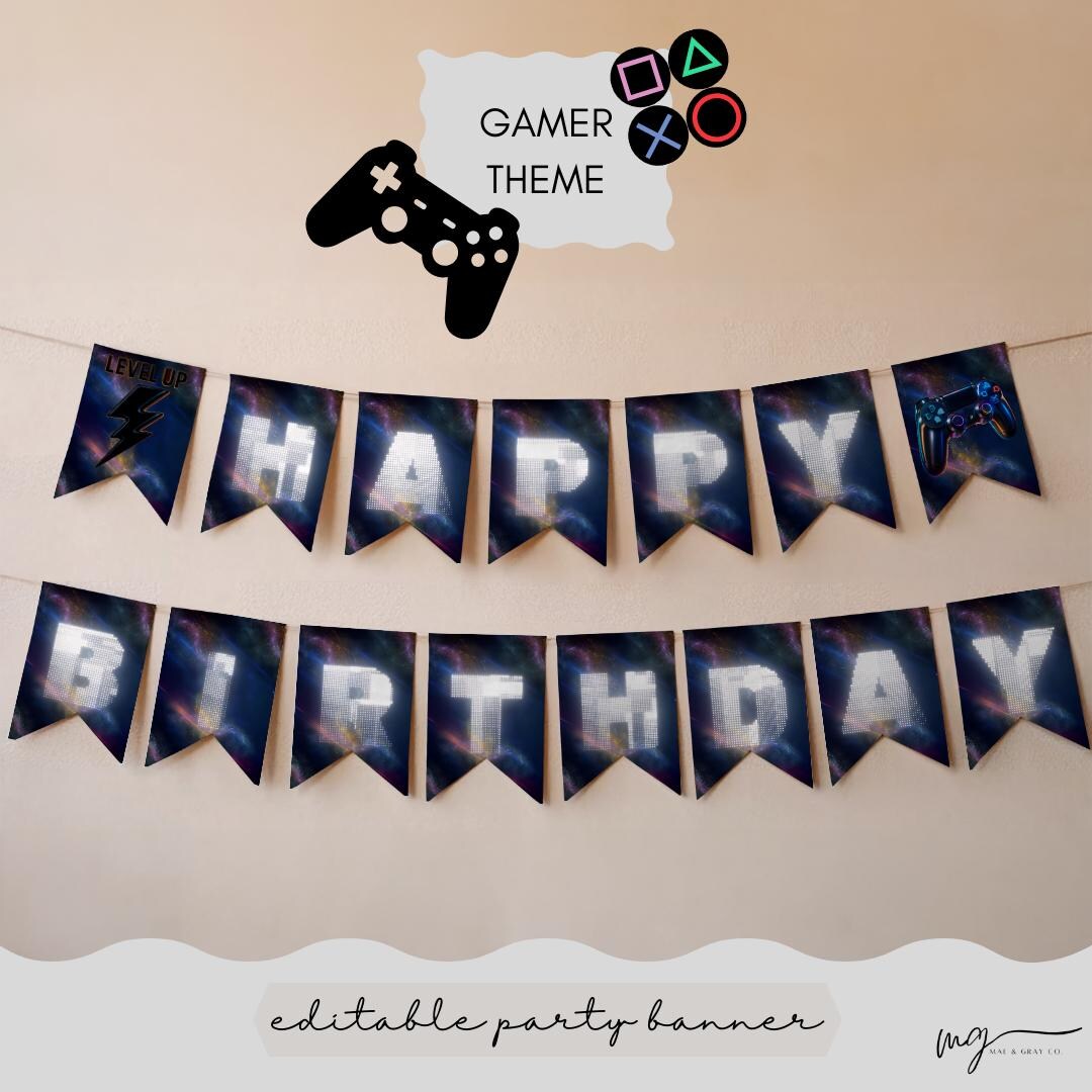 Gamer Birthday Banner: Video Game Party Pennant (digital Download) - Etsy