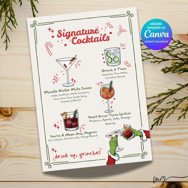 Funny Drink Menu Christmas - Etsy