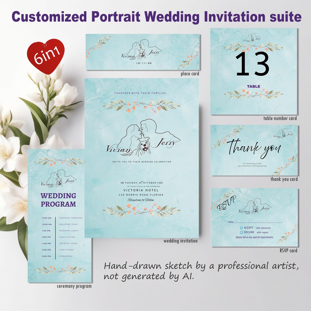 Portrait Wedding Invitation Template, Wedding Invite Templates, Wedding ...