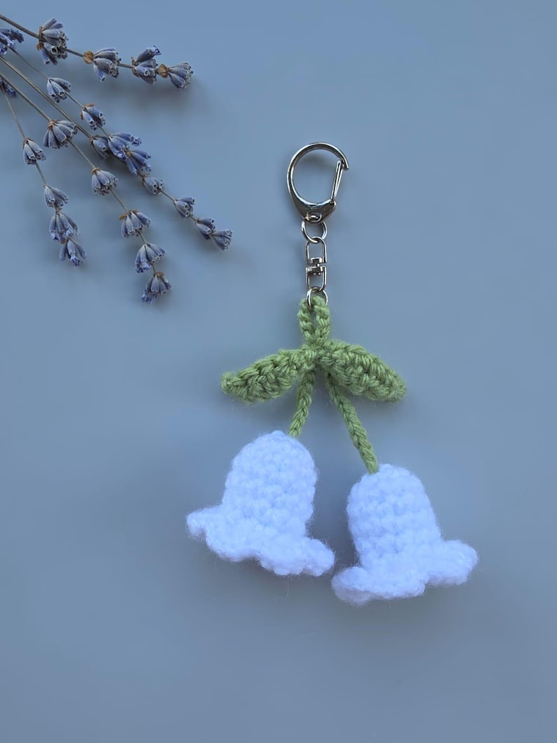 Crochet Lily of the Valley Keychain | Handmade Amigurumi Flower Charm ...
