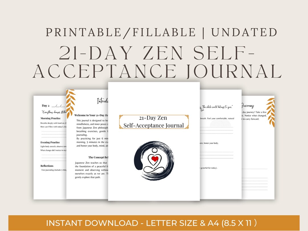 21-day Printable Journal | Zen-inspired Self-acceptance & Mindfulness ...