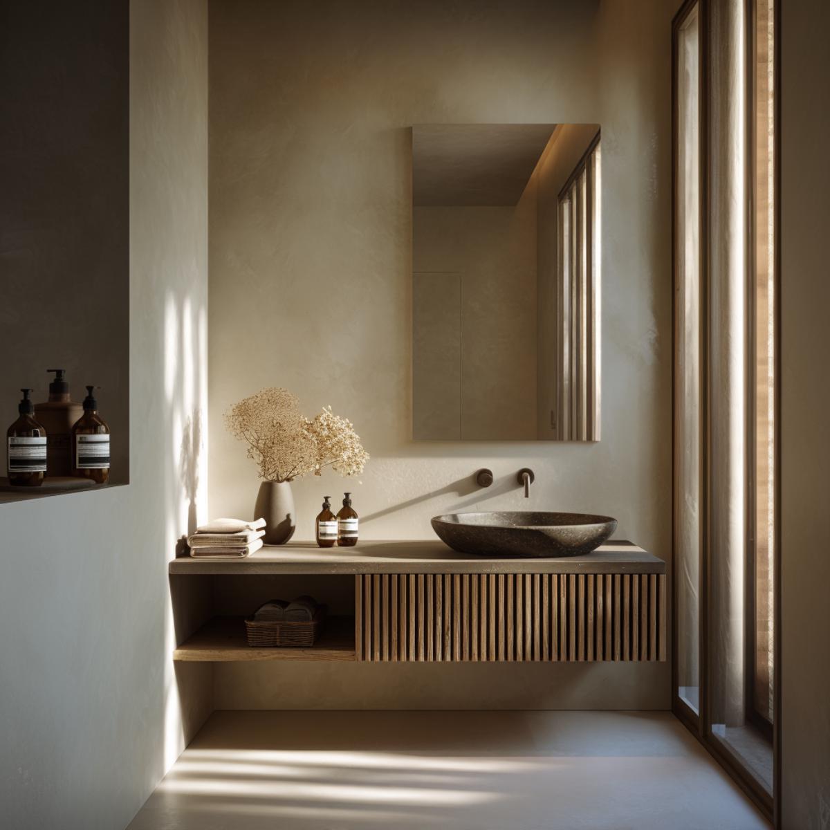 Fluted Oak Floating Vanity: Modern Spa Bathroom Cabinet, Custom Size - Etsy