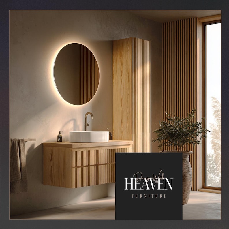 Fluted White Oak Floating Vanity • Custom Japandi Minimalist Bathroom ...