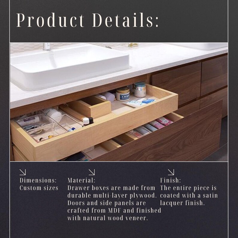 Floating Wooden Slat Vanity: Walnut Japandi-style Bathroom Cabinet - Etsy