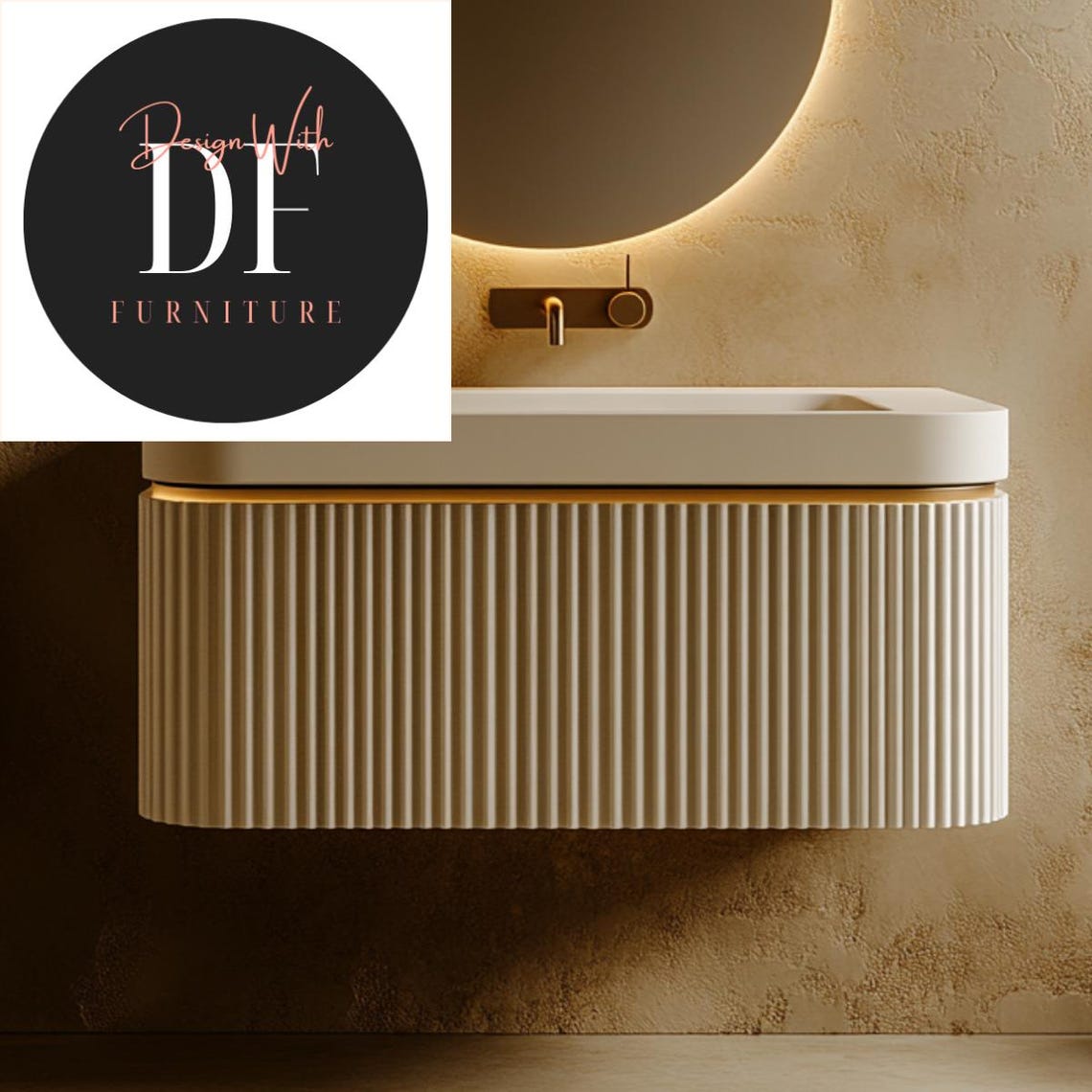 Floating Oak Bathroom Vanity: Fluted Front, Handleless Spa Style - Etsy
