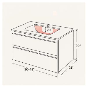 Navy Blue Floating Bathroom Vanity| 30–48″ Wall Mounted Cabinet With 2 ...