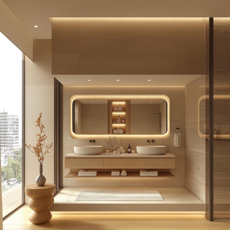 White Oak Floating Vanity: Modern Bathroom Sink Cabinet With Soft-close ...
