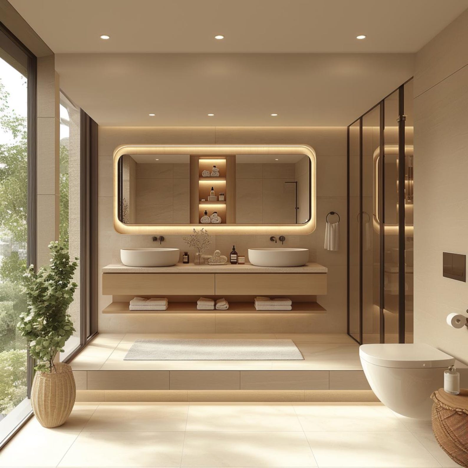 White Oak Floating Vanity: Modern Bathroom Sink Cabinet With Soft-close ...