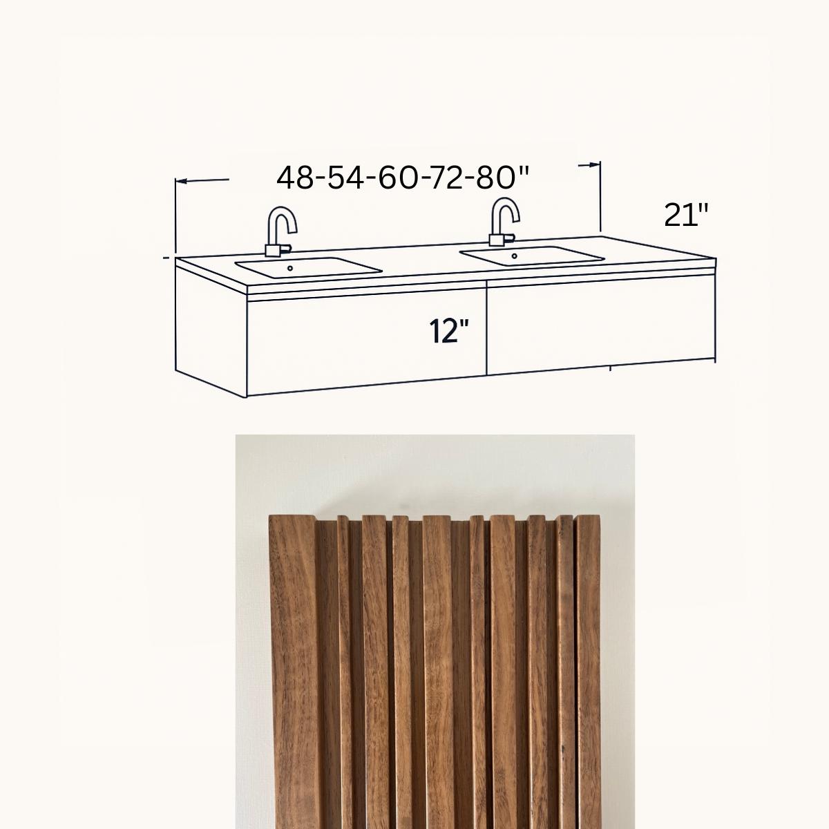 Floating Wooden Slat Vanity: Walnut Japandi-style Bathroom Cabinet - Etsy