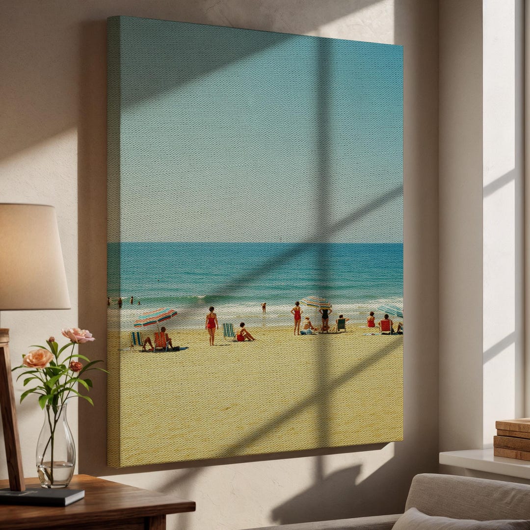 Vintage Beach Canvas Art, Retro Coastal Seaside Print - Etsy