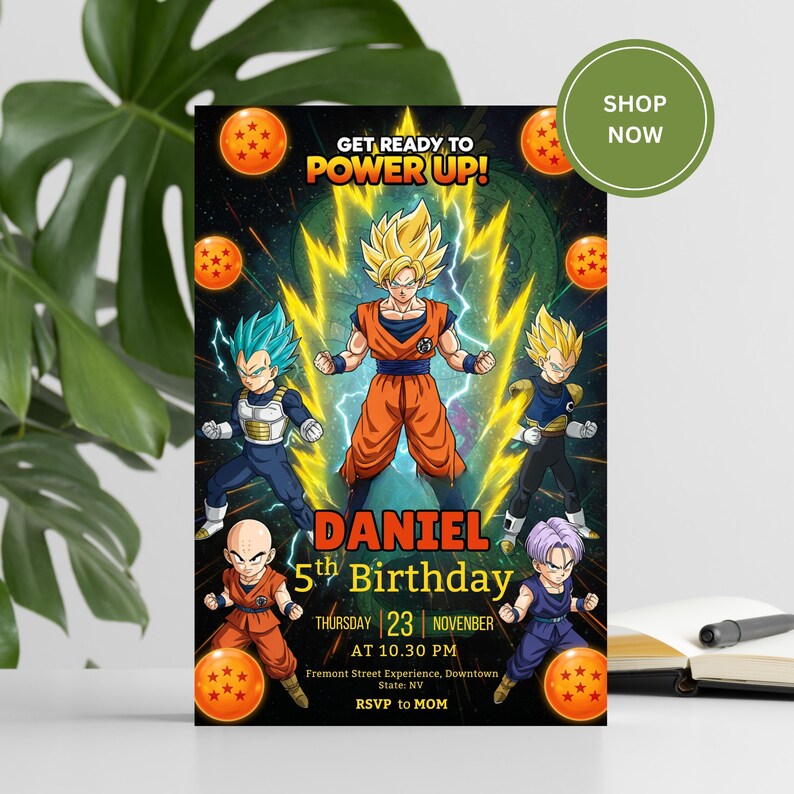 Editable Dragon Ball Goku Birthday Invitation | Anime Party Template ...
