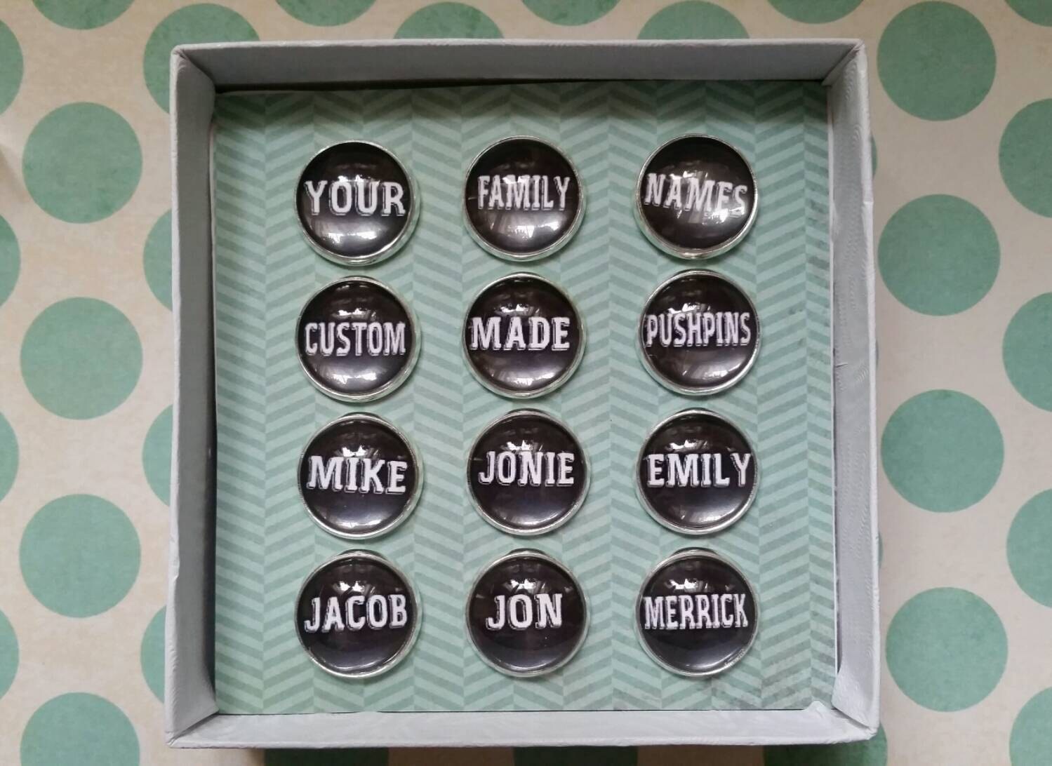 Chalkboard writing custom pushpins | Etsy