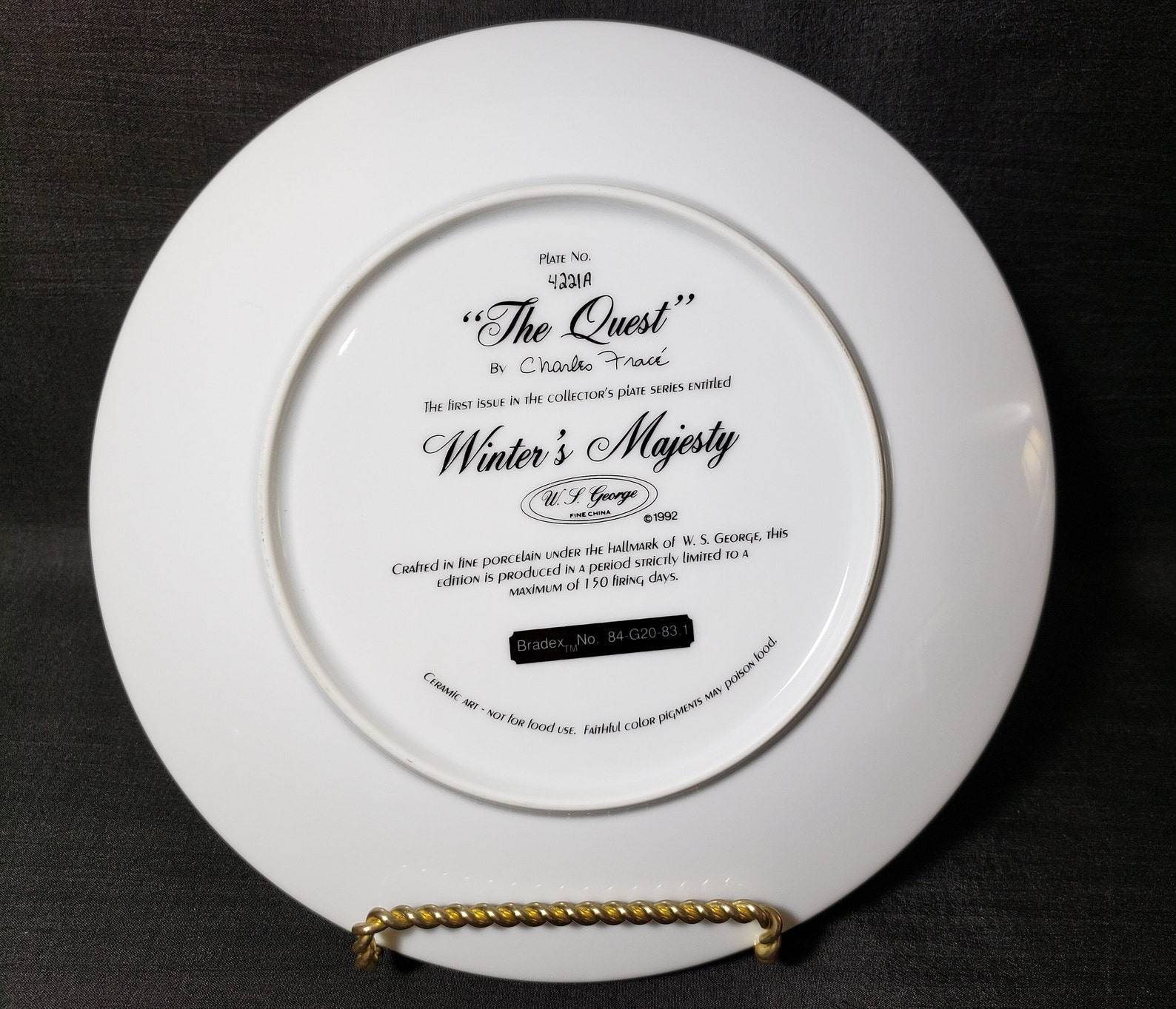 THE QUEST Collector Plate by Charles Frace, 1st Issue in the Collection ...