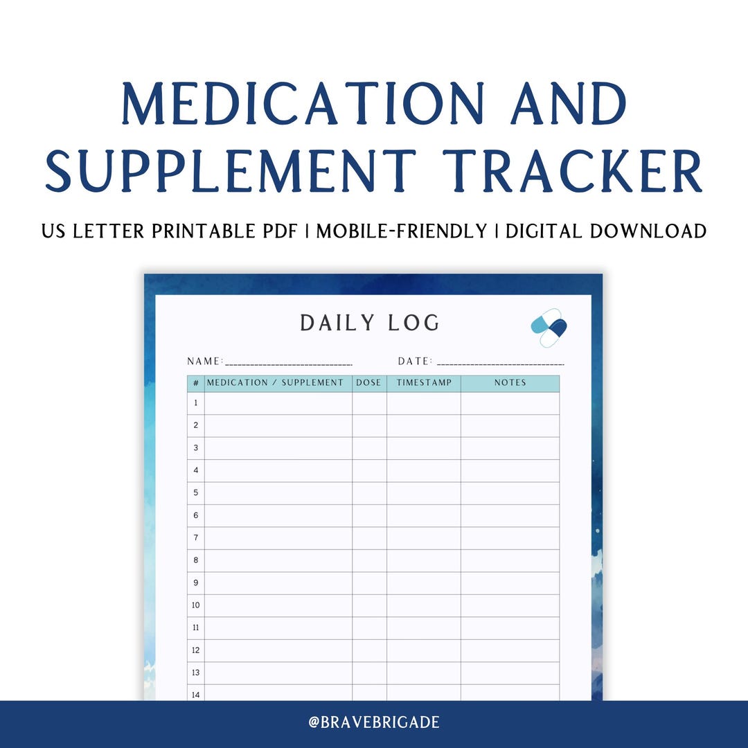 Medication & Supplement Log: Medical Organizer, Prescription Tracker ...