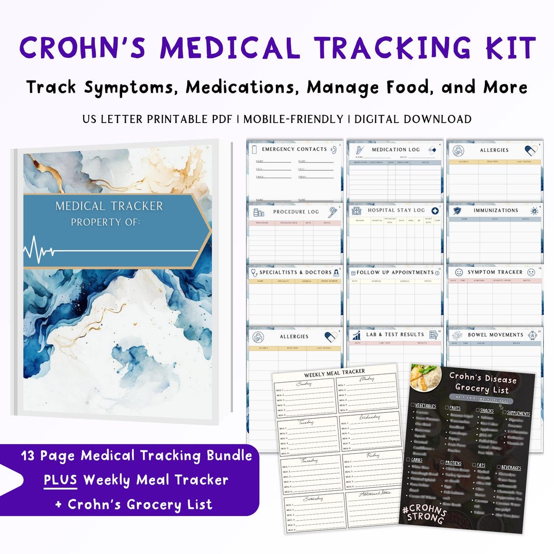 Crohn's Disease Planner PDF: IBD Symptom Tracker & Meal Planning - Etsy