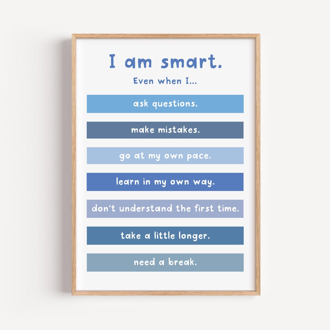 I Am Smart Affirmation Print: Calming Corner, Autism Awareness Decor - Etsy