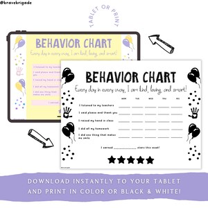 Behavior Chart Printable, Weekly Star Chart, Special Ed Reward System ...