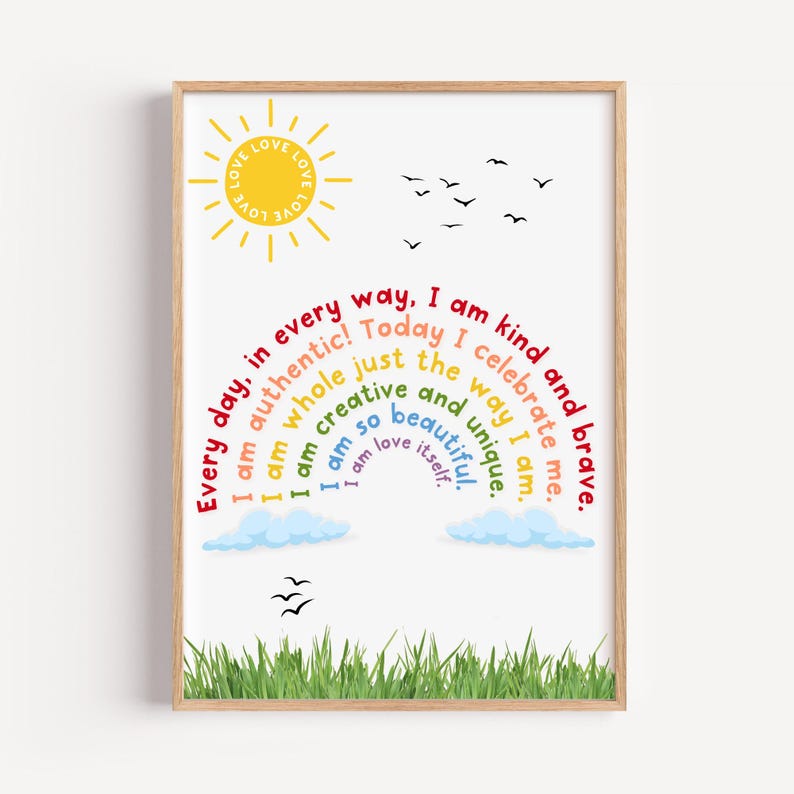 Rainbow Affirmation Poster: Classroom Decor, Kids Mental Health ...