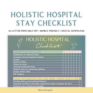 Holistic Hospital Checklist Printable, Natural Healing Patient Prep ...