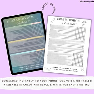 Holistic Hospital Checklist Printable, Natural Healing Patient Prep ...