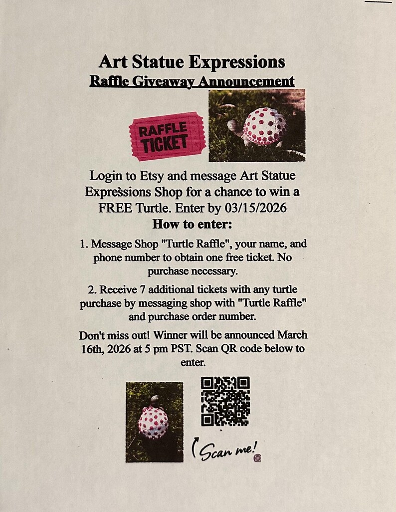 Art Statue Expressions Turtle Raffle***not FOR SALE*** - Etsy