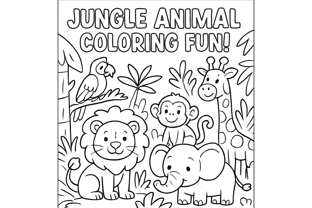 Jungle Animals Coloring Pages: 20 Safari Activity Sheets (instant ...