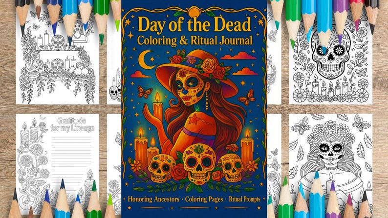 Day of the Dead Coloring & Ritual Journal - Catrina, Sugar Skull (PDF ...