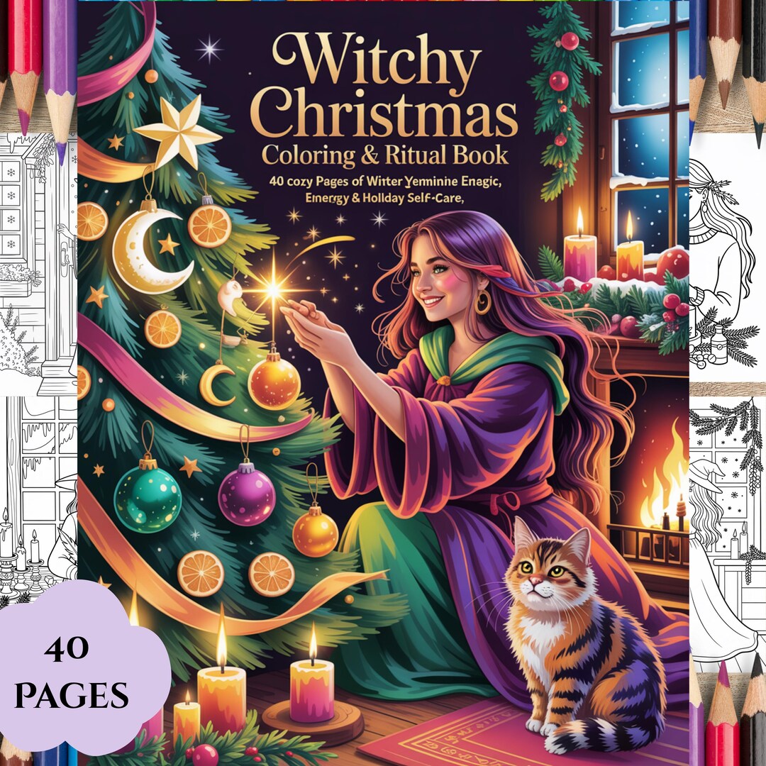 Witchy Christmas Coloring & Ritual Book – 40 Cozy Pages (PDF) - Etsy