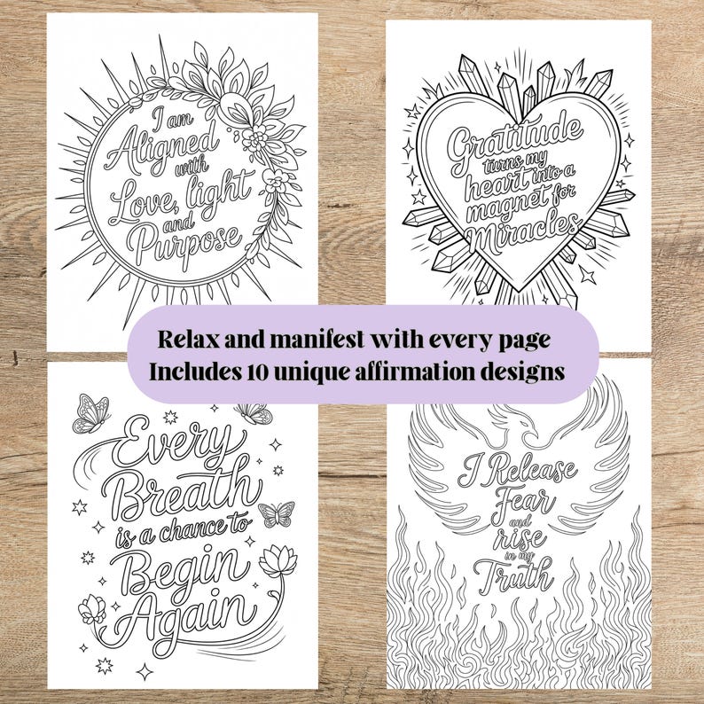Spiritual Affirmation Coloring Pages – Mindfulness, Manifestation ...