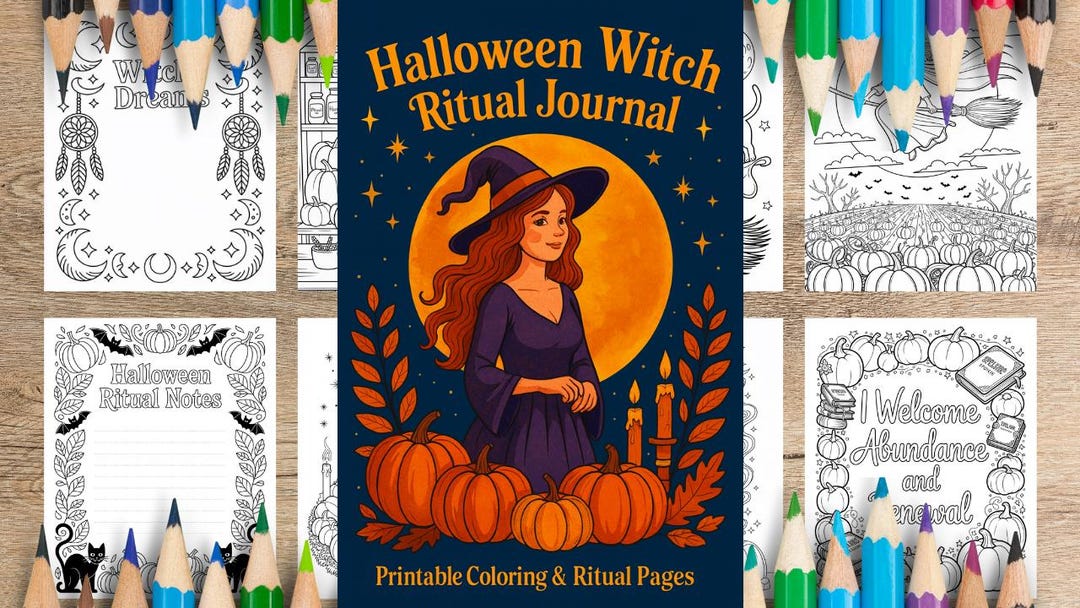 Halloween Witch Coloring & Ritual Journal: 40 Printable Pages (PDF) - Etsy