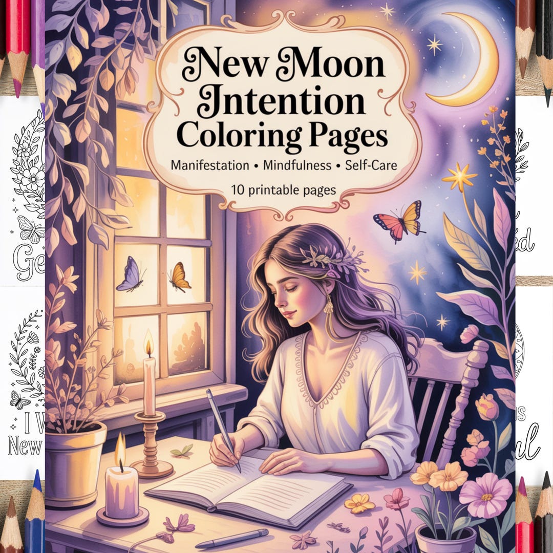 New Moon Intention Coloring Pages – Spiritual Healing Art ...