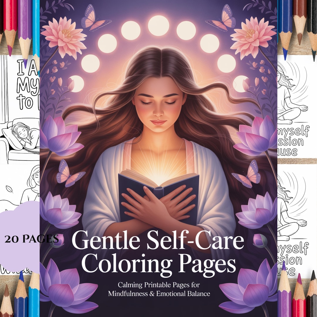 Gentle Self-care Coloring Pages | Calming Printable Pages for ...
