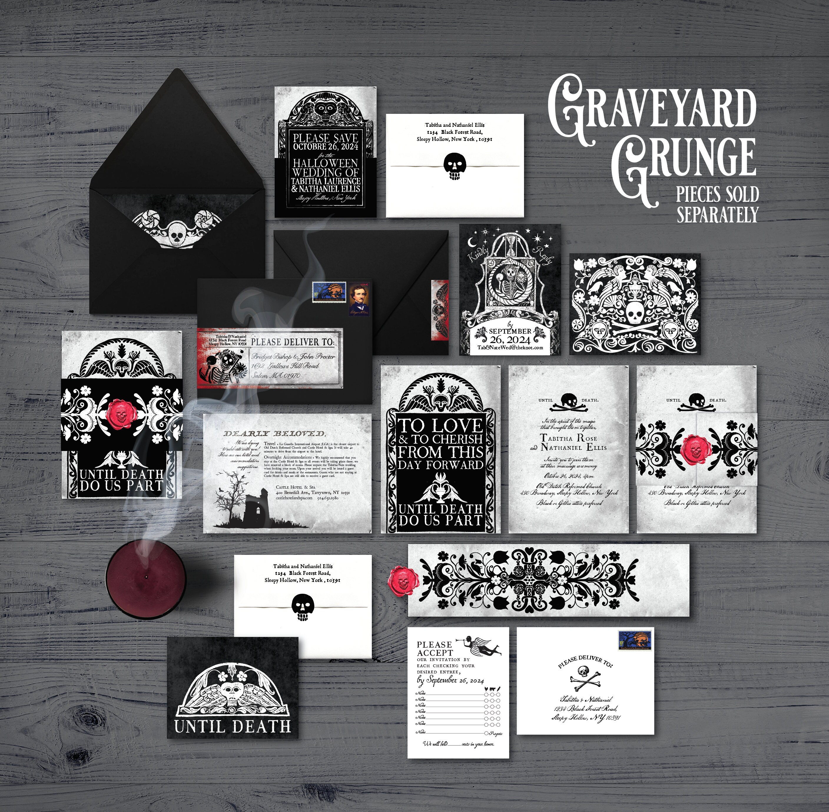 TEMPLATE Halloween Gothic Wedding Address LABEL Instant - Etsy