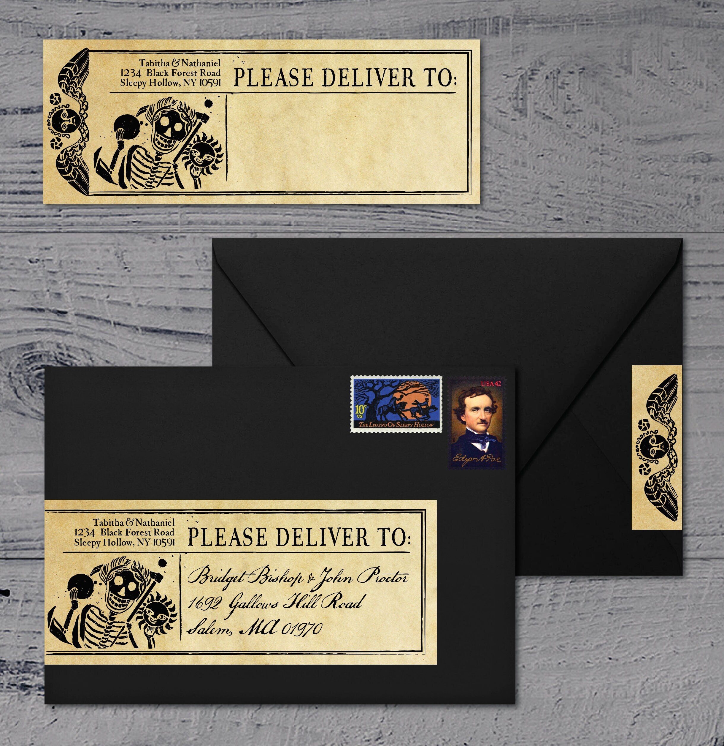 TEMPLATE Halloween Gothic Wedding Address LABEL Instant - Etsy