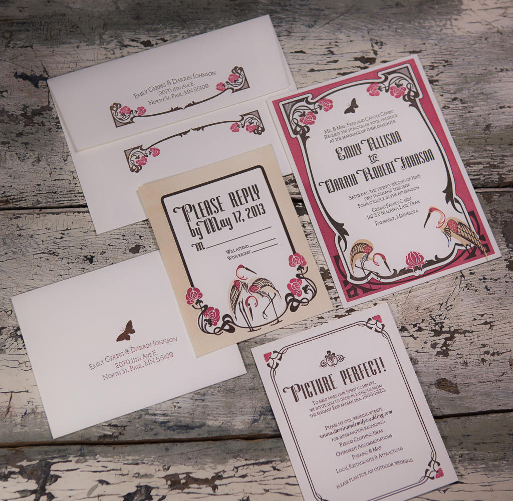 Letterpress Wedding Invitation Art Nouveau Belle Epoque Edwardian ...