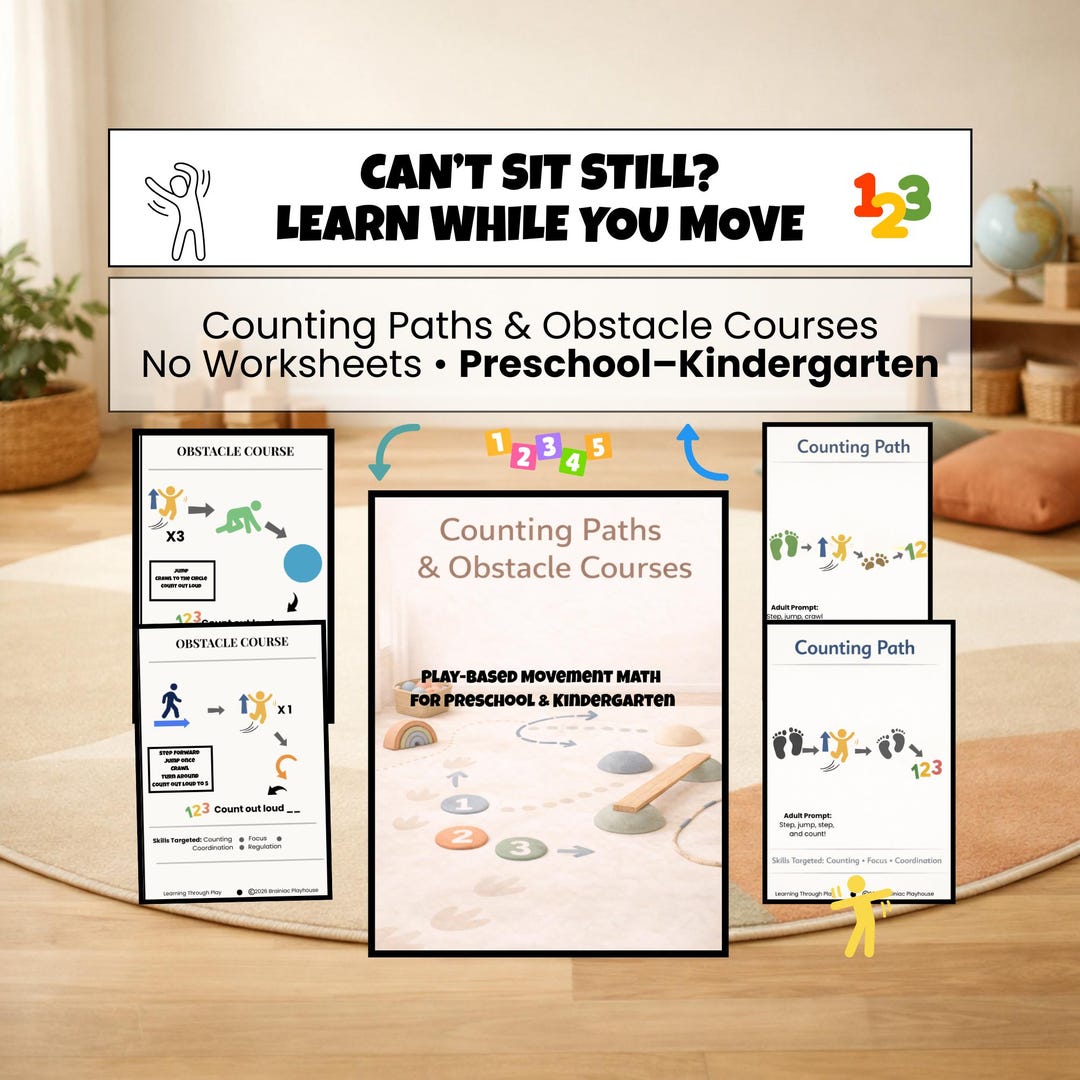 Counting Paths and Obstacle Courses | Movement Math for Preschool ...